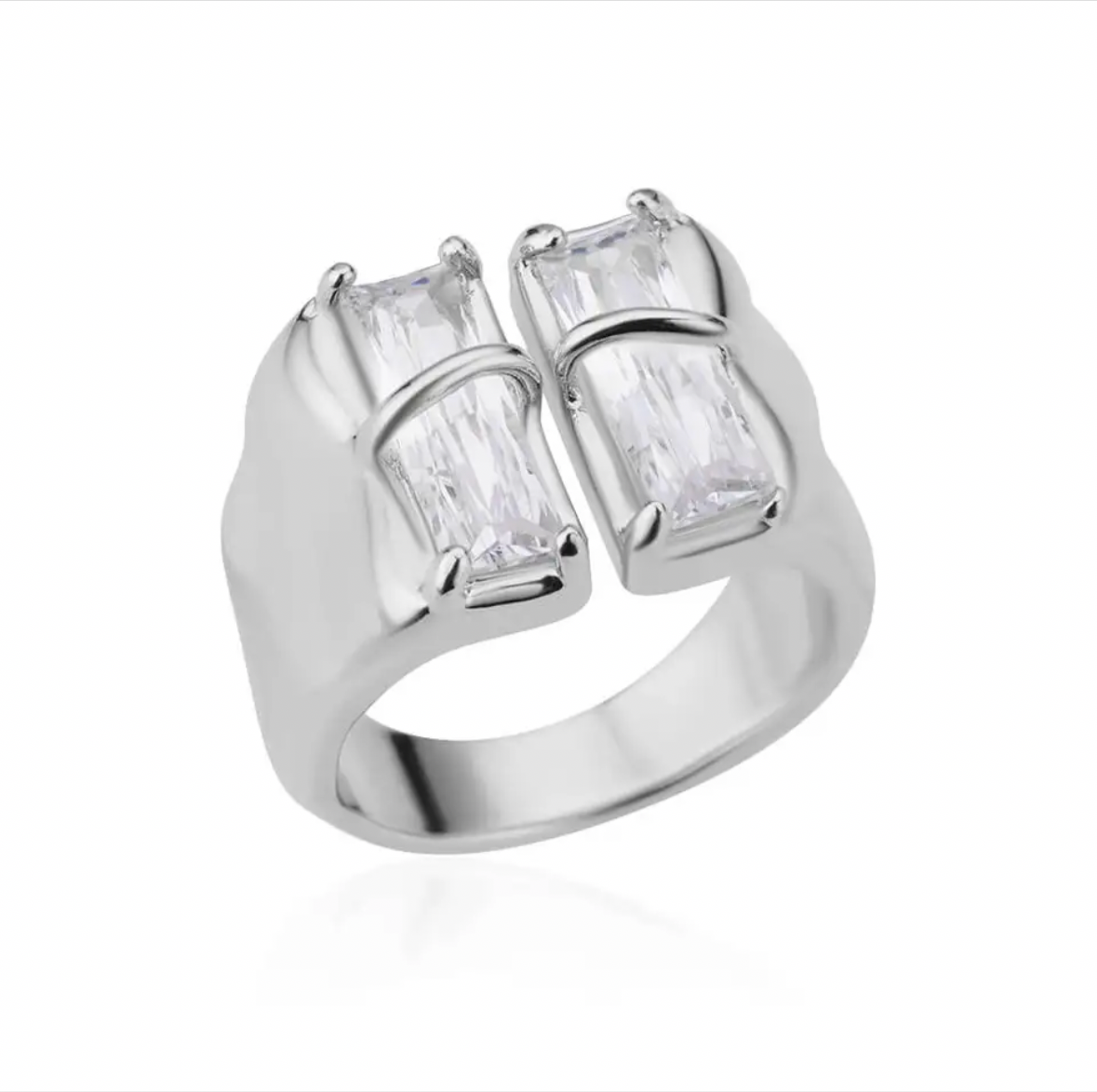 Lisa “Silver” Square Zircon Ring